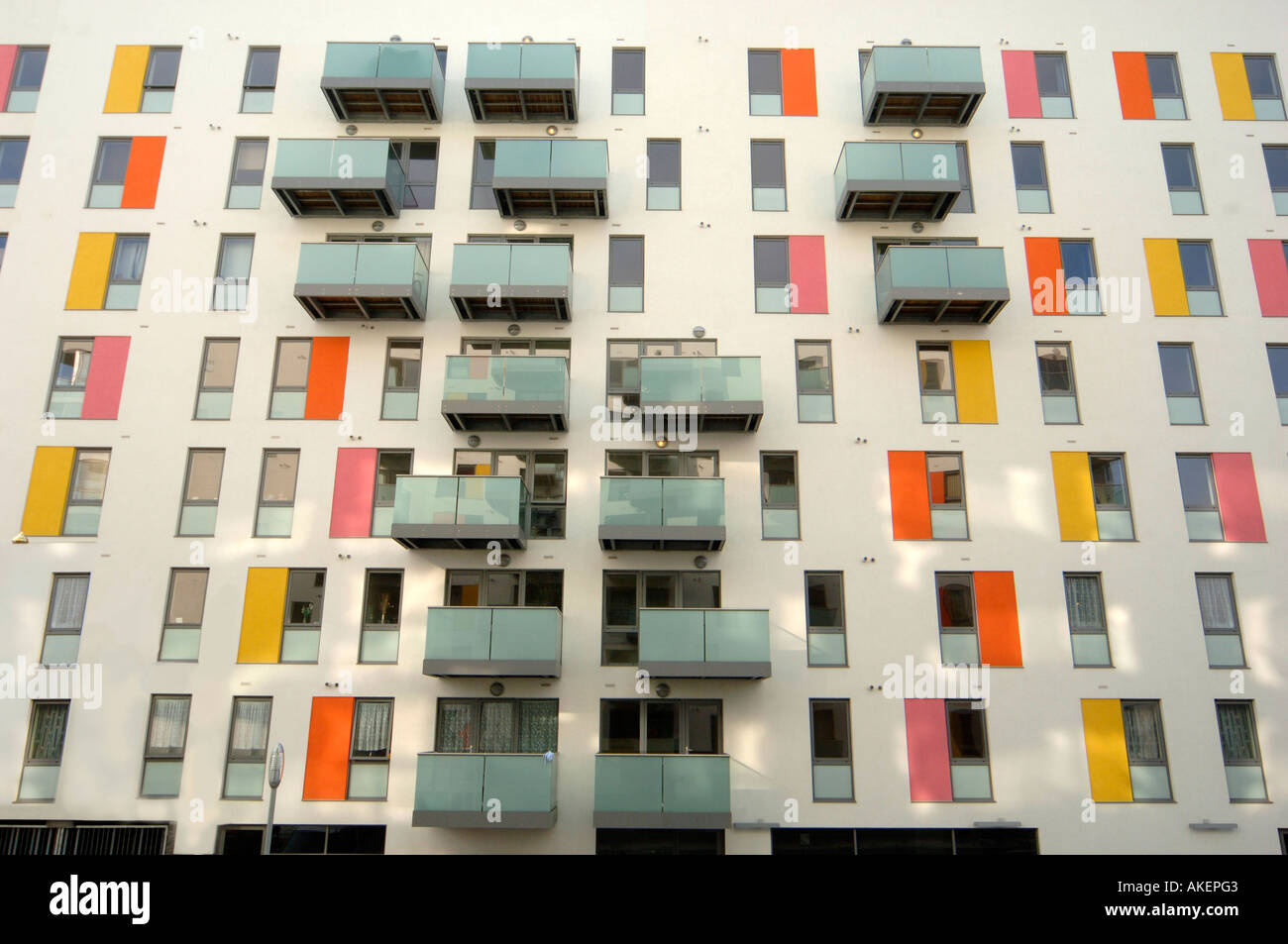 modern building detail white and colour blocks london england uk isle ...