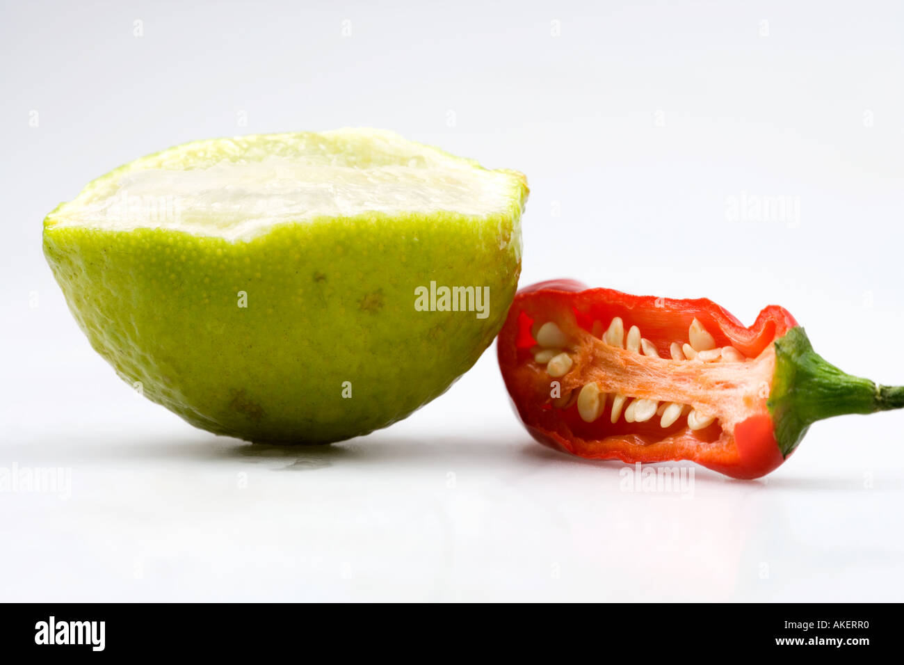 Hot chilli and sliced lemon Stock Photo - Alamy