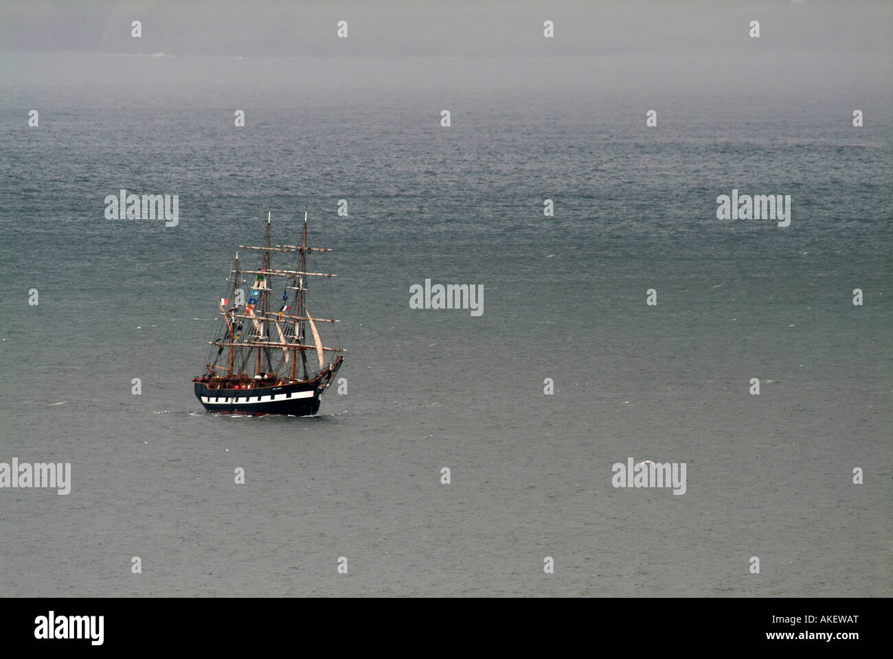 The Jeanie Johnston sailing ship on lough swilly viewed from rathmullan ...