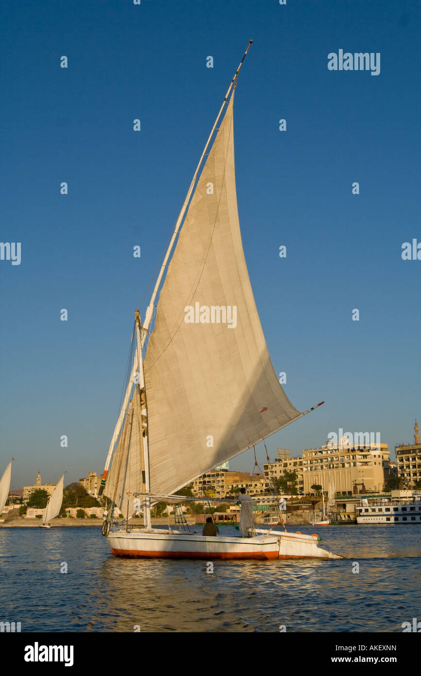 Faluka,sailing boat on Nile river at Aswan Stock Photo - Alamy