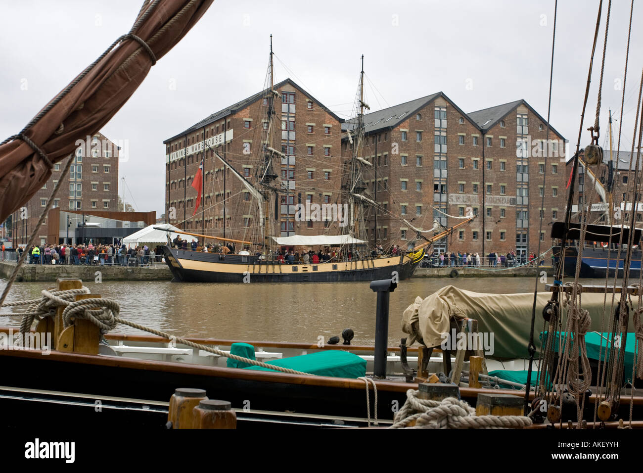 Phoenix two masted brig moored Gloucester Docks Tall Ships festival ...