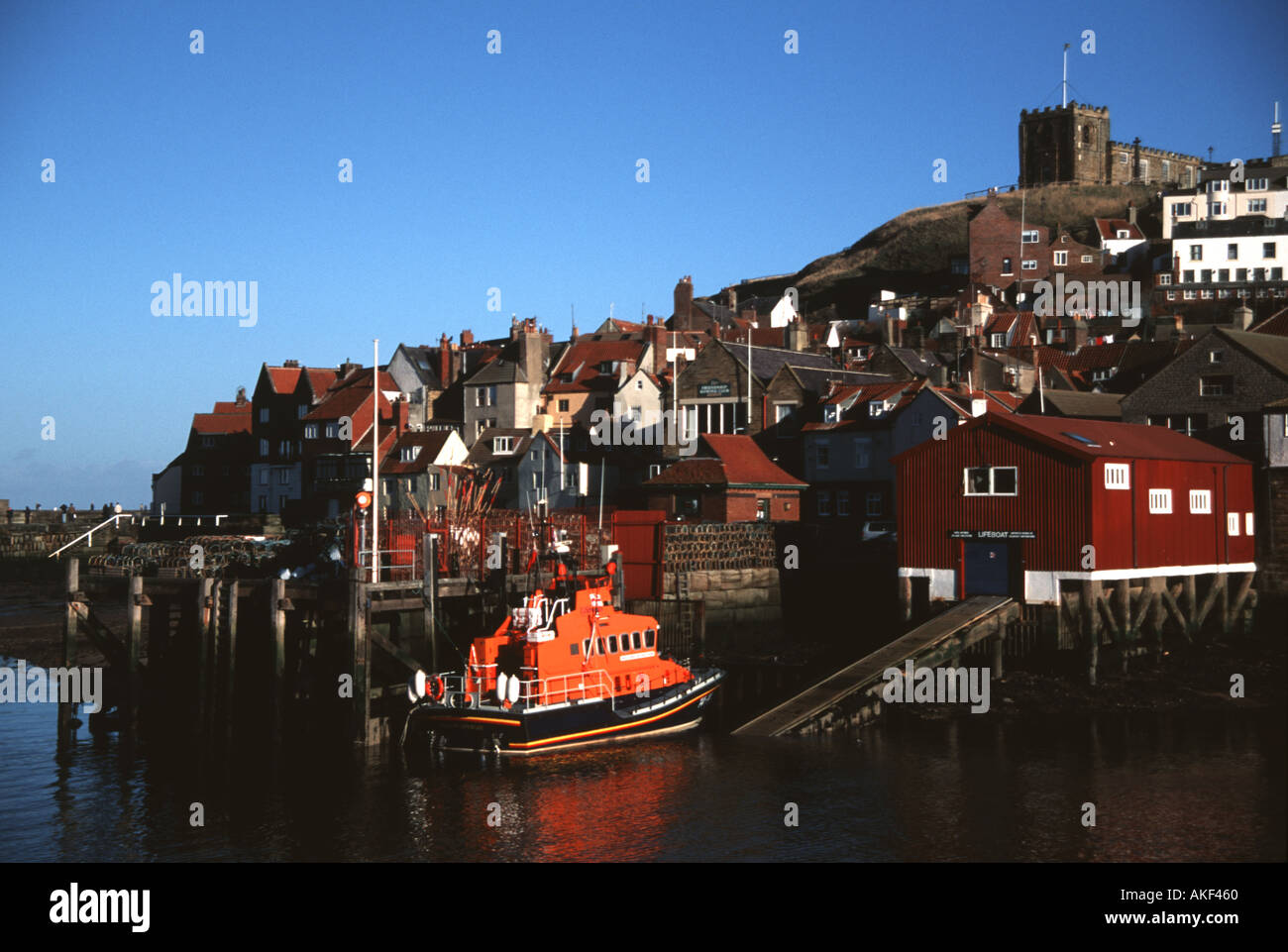 Lifeboat in the harbour at Whitby Stock Photo - Alamy