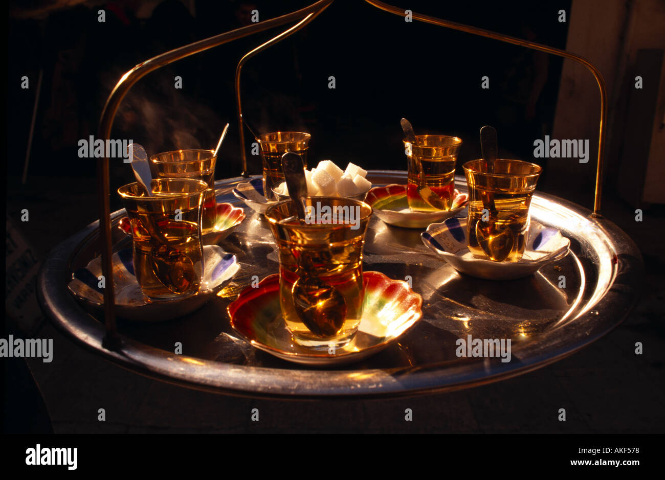 Tray glasses turkish tea hi-res stock photography and images - Alamy