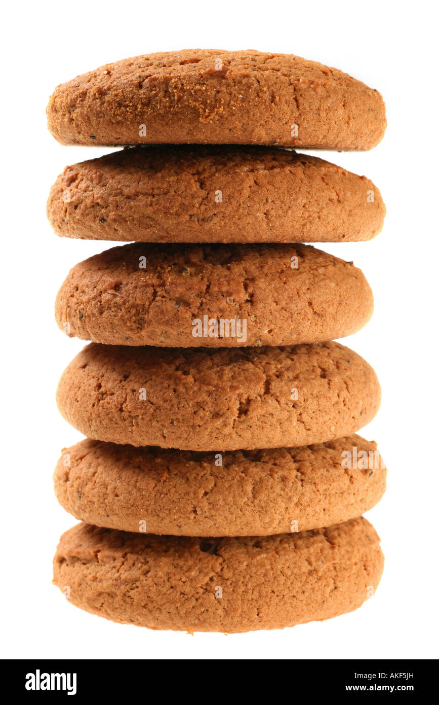 Round oat cookie isolated on white background Stock Photo - Alamy