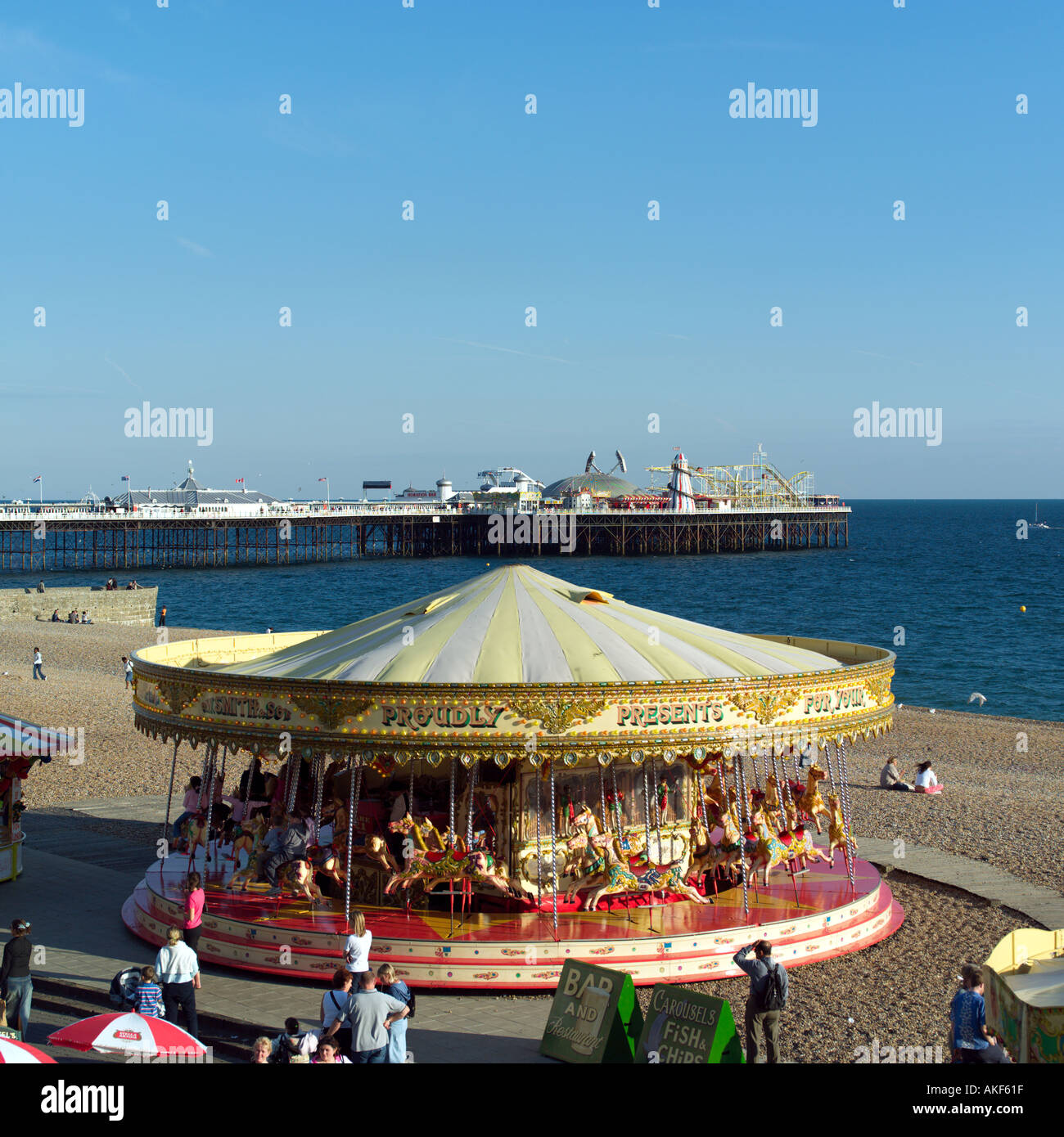 Brighton Beach, Carousel On Seafront Stock Photo - Alamy