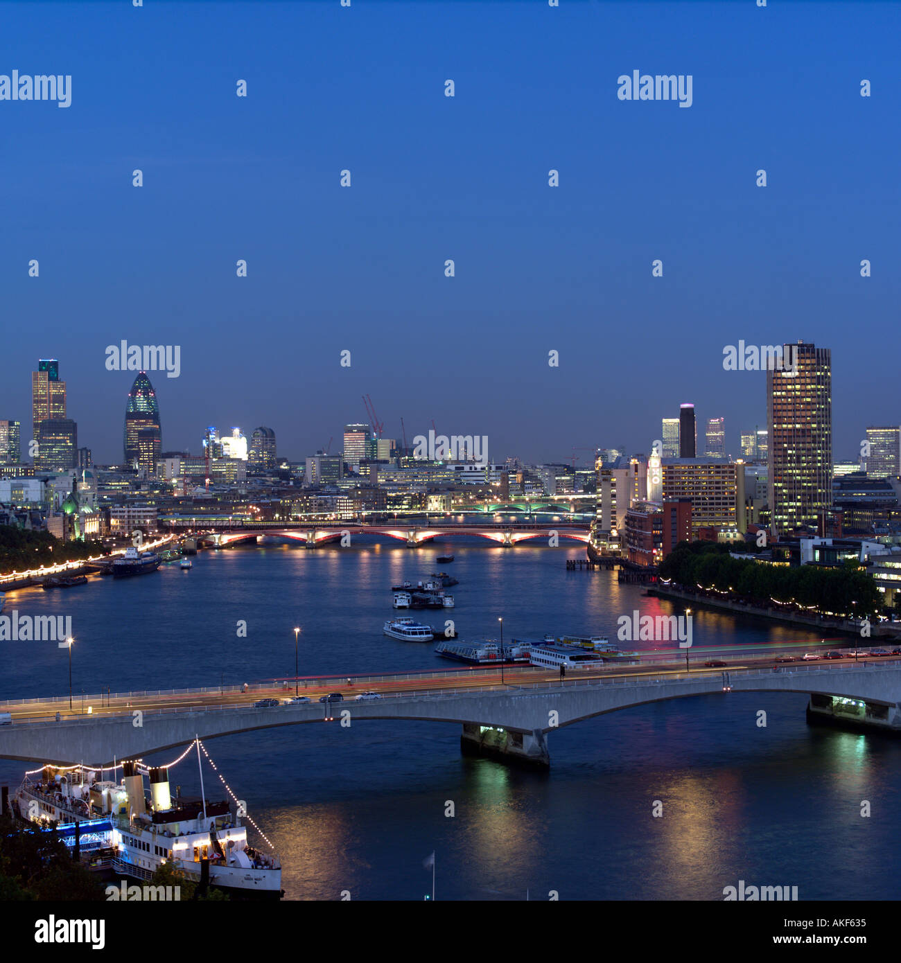 London, Skyline, River Thames & Waterloo Bridge Stock Photo - Alamy