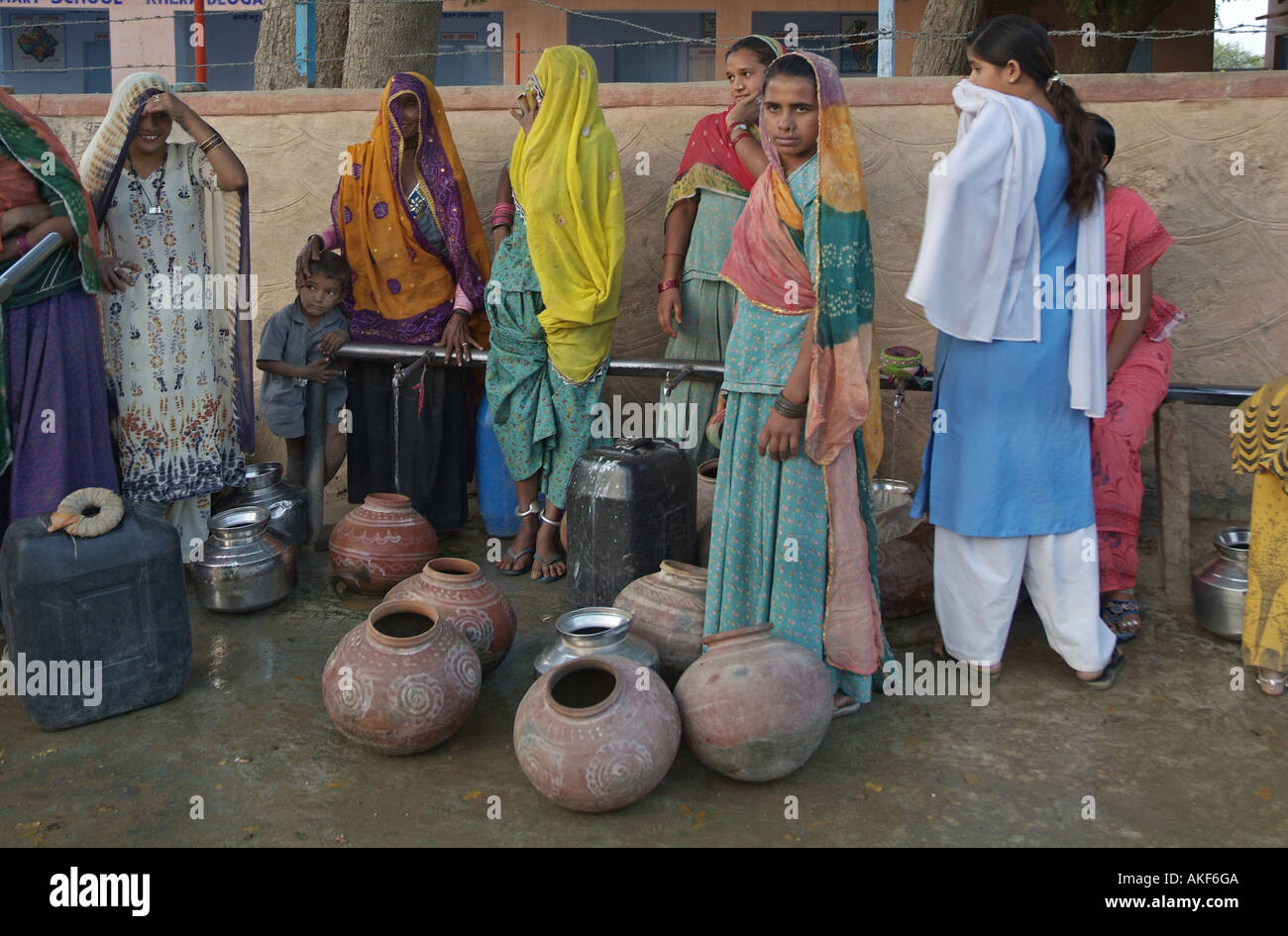 Women collecting water from a pump in Rajasthan India Stock Photo - Alamy