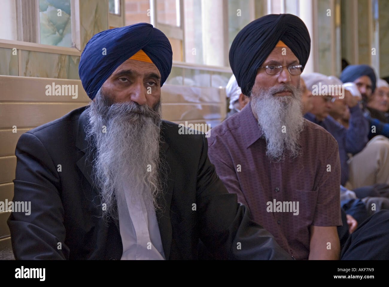Sikh men taking part in prayers in a Sikh temple Stock Photo - Alamy