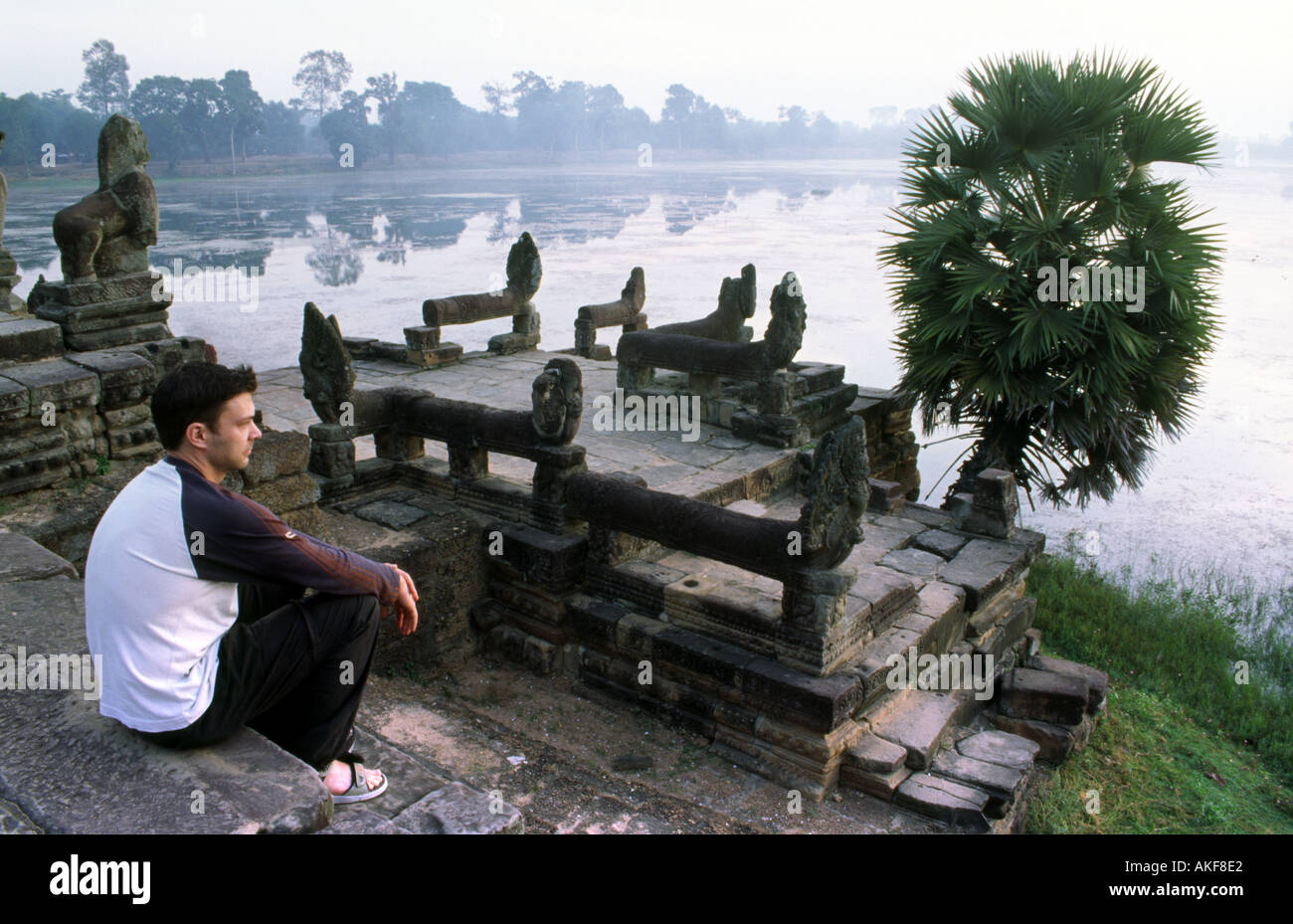 Sunrise at Sras Srang Angkor Cambodia South East Asia Stock Photo - Alamy