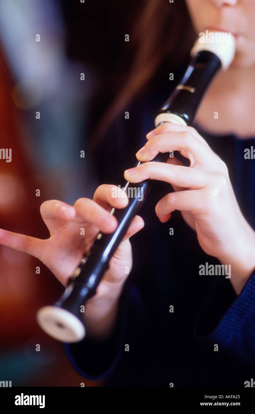 student playing recorder Stock Photo - Alamy