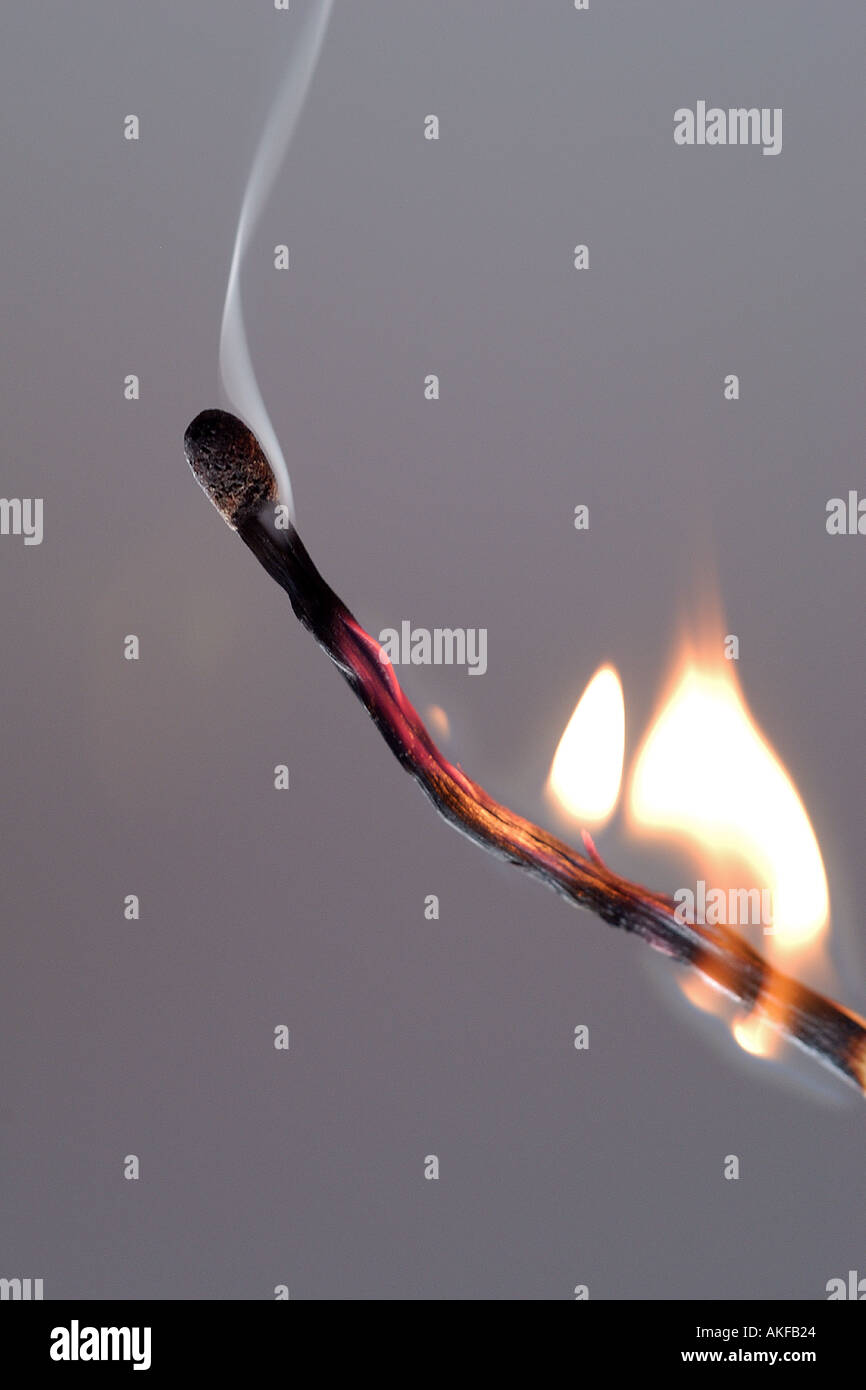 Match and Flame with Smoke Trail Stock Photo - Alamy