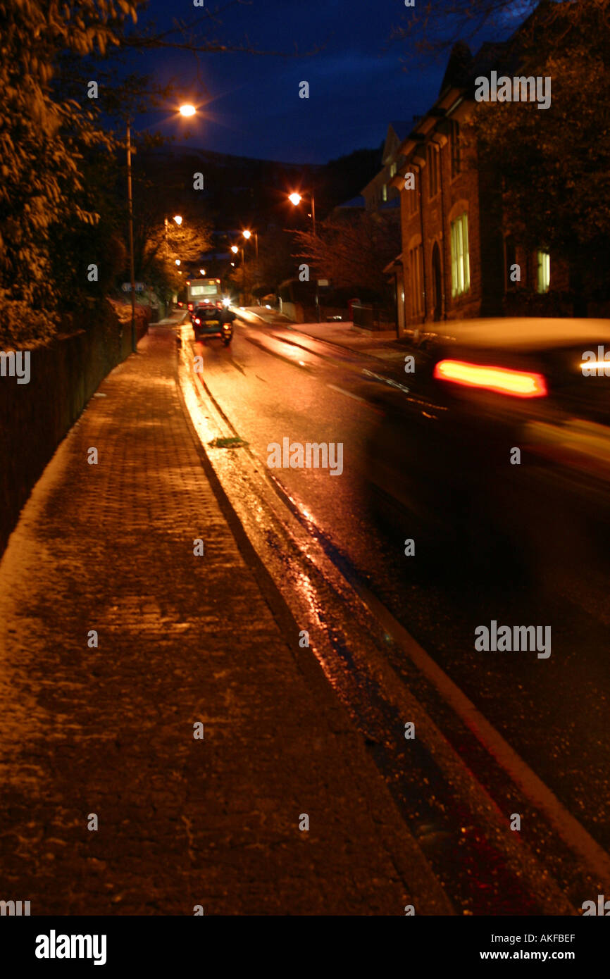 Commuter Traffic on a winters night, cars rushing home in the rush hour ...