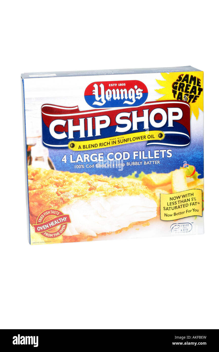 Cod fillets youngs chip shop fish battered box Cut Out Stock Images ...