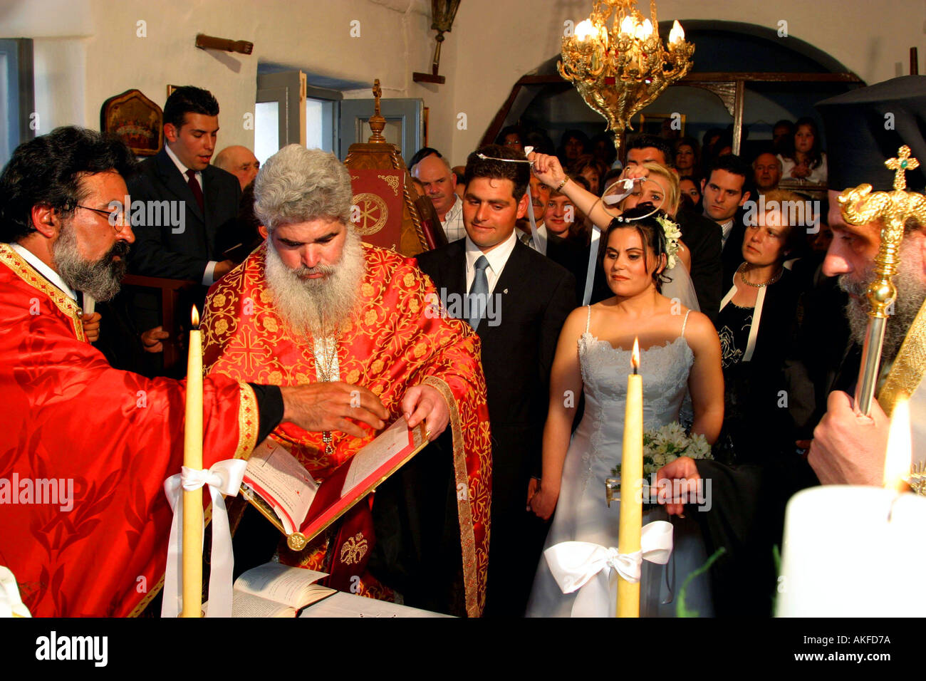 greece cyclades sikinos traditional greek wedding church ceremony Stock ...