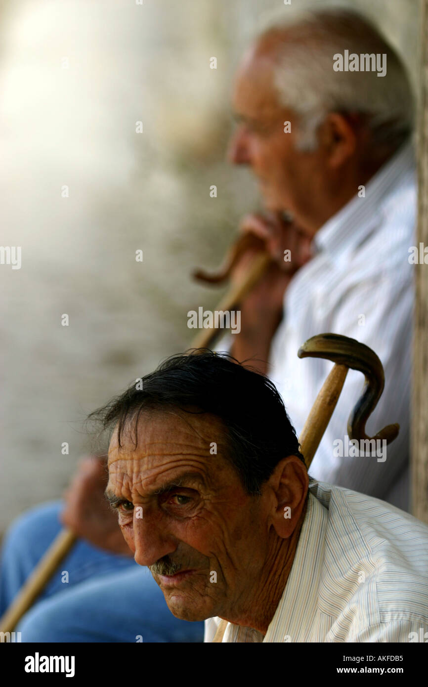 greece ionian ithaka portrait of two old men Stock Photo - Alamy