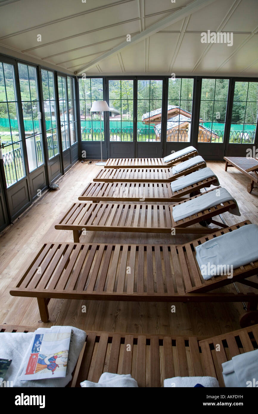 Relax area, Pré-Saint-Didier thermal baths, Valle d'Aosta, Italy Stock ...