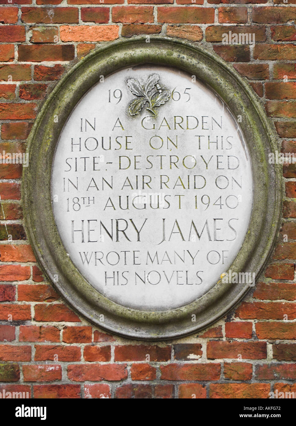 A plaque marking the location of Garden House where Henry James wrote ...