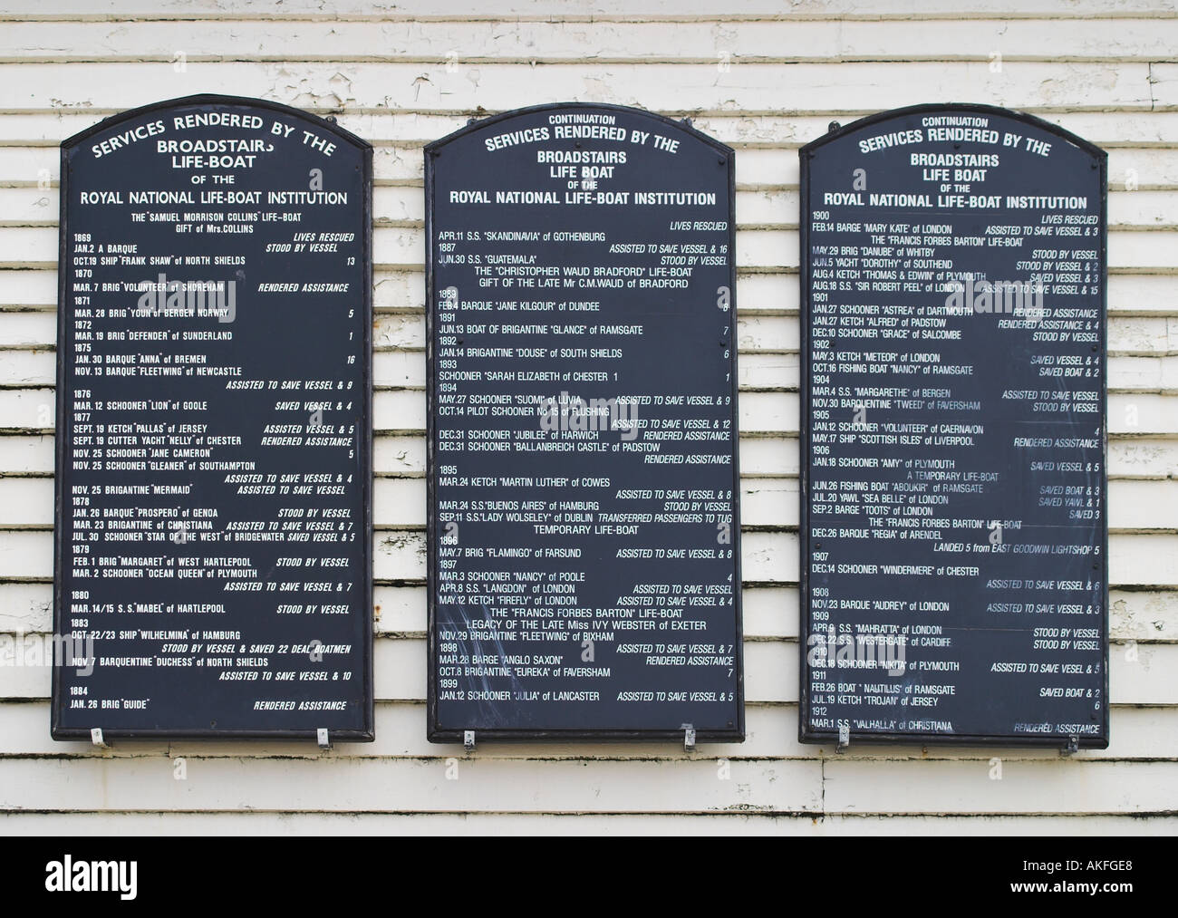 Signs recording the services rendered and lives saved at Broadstairs ...