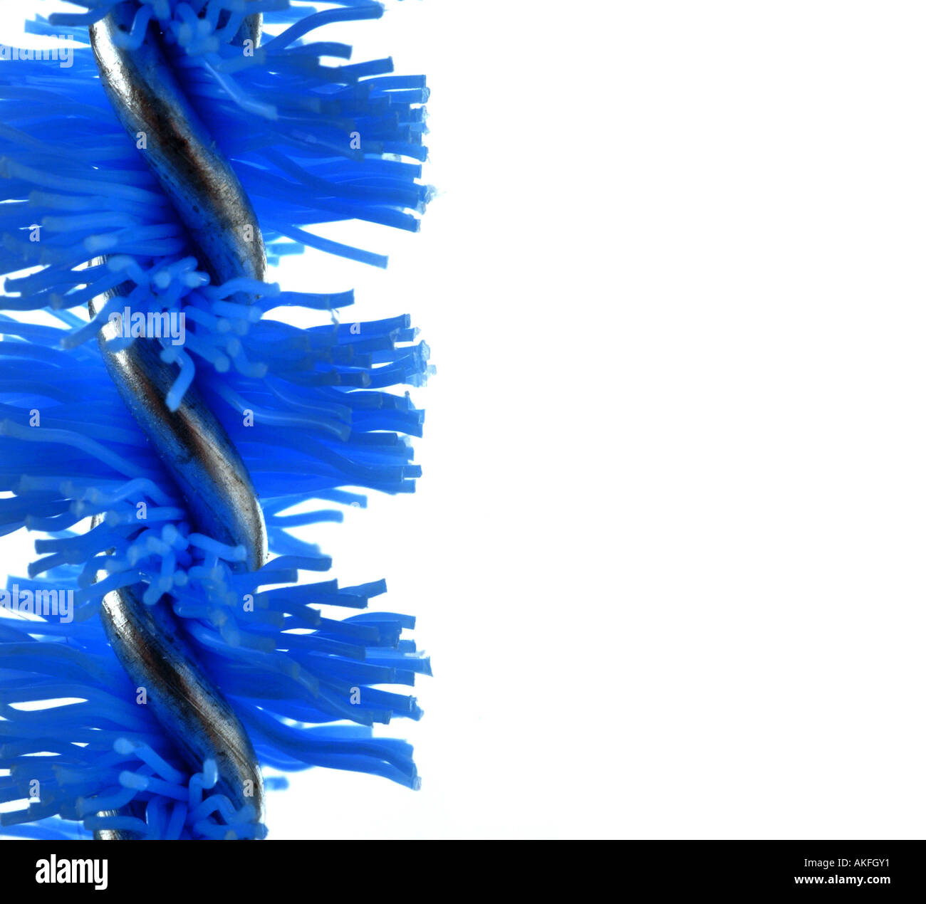 Blue bottle brush bristles on a white background for cut-out generic ...