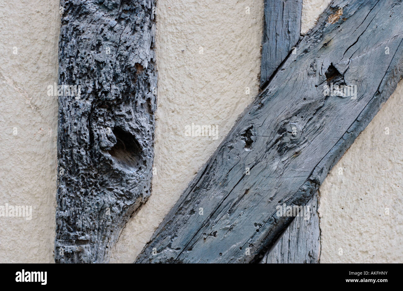 Section of exterior wall of medieval half timber house in Brittany ...