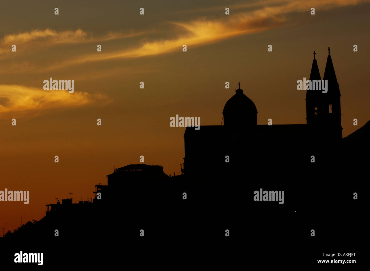 Silhouette of a St.Saba church tower in Bcharre Qadisha valley Lebanon ...