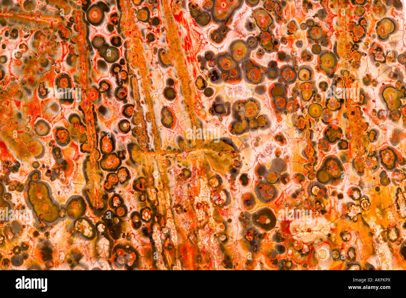 Close up of cut section of stone showing patterns and abstractions ...