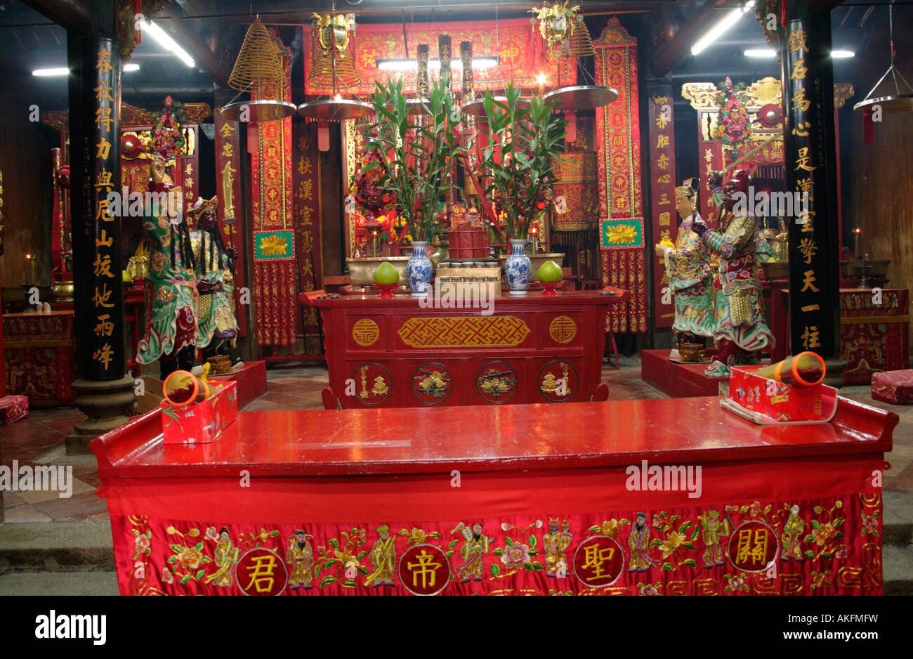 Interior of ancient traditional Taoist Temple Shrine,Tai O Village ...