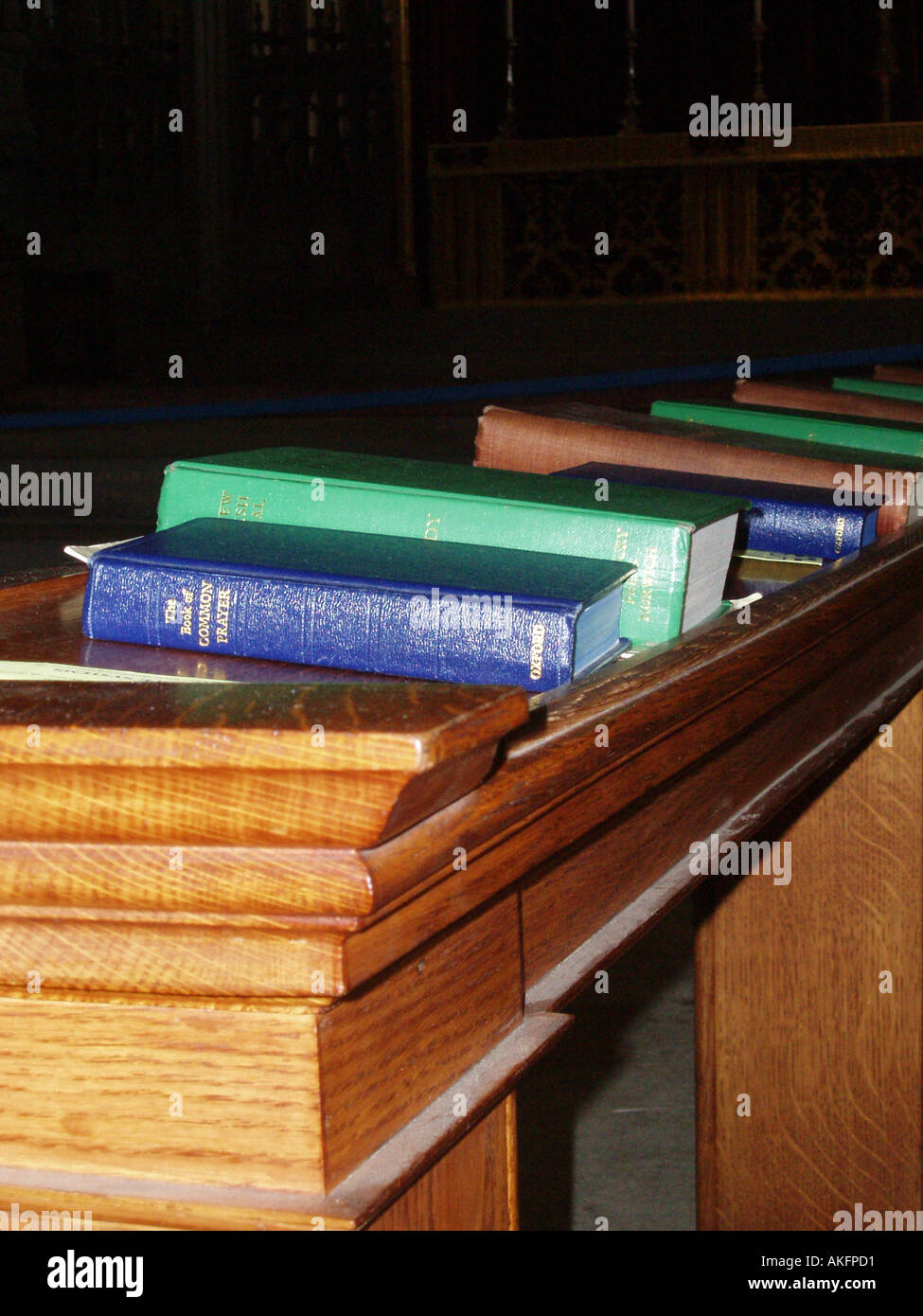 Bible and prayer books in a church Stock Photo - Alamy