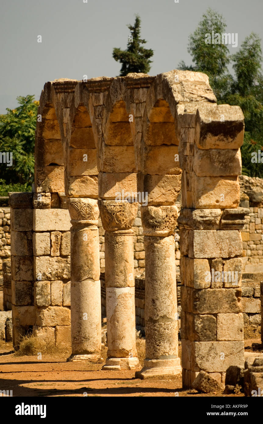 Pillars and Arches in Anjar Castle Stock Photo - Alamy