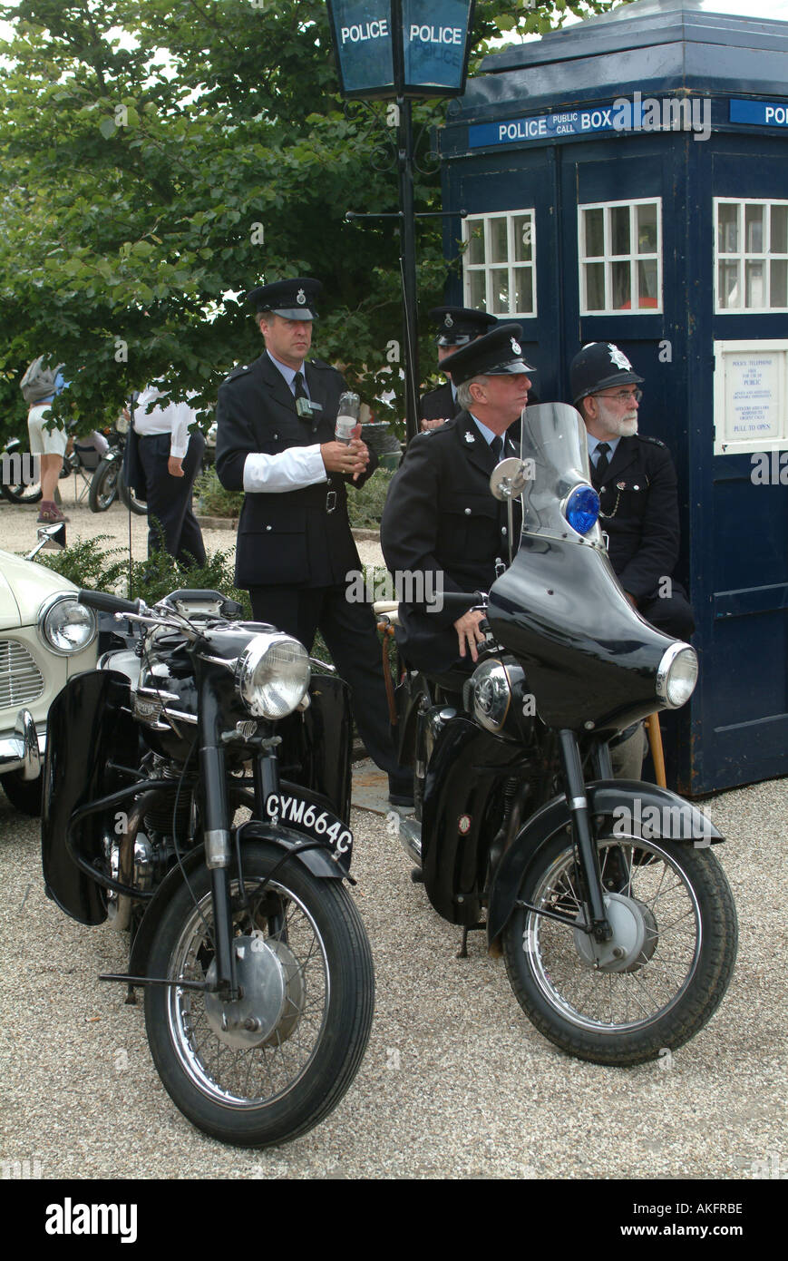 Police Motorcycles and Telephone Box at Goodwood Revival 2005 Stock ...