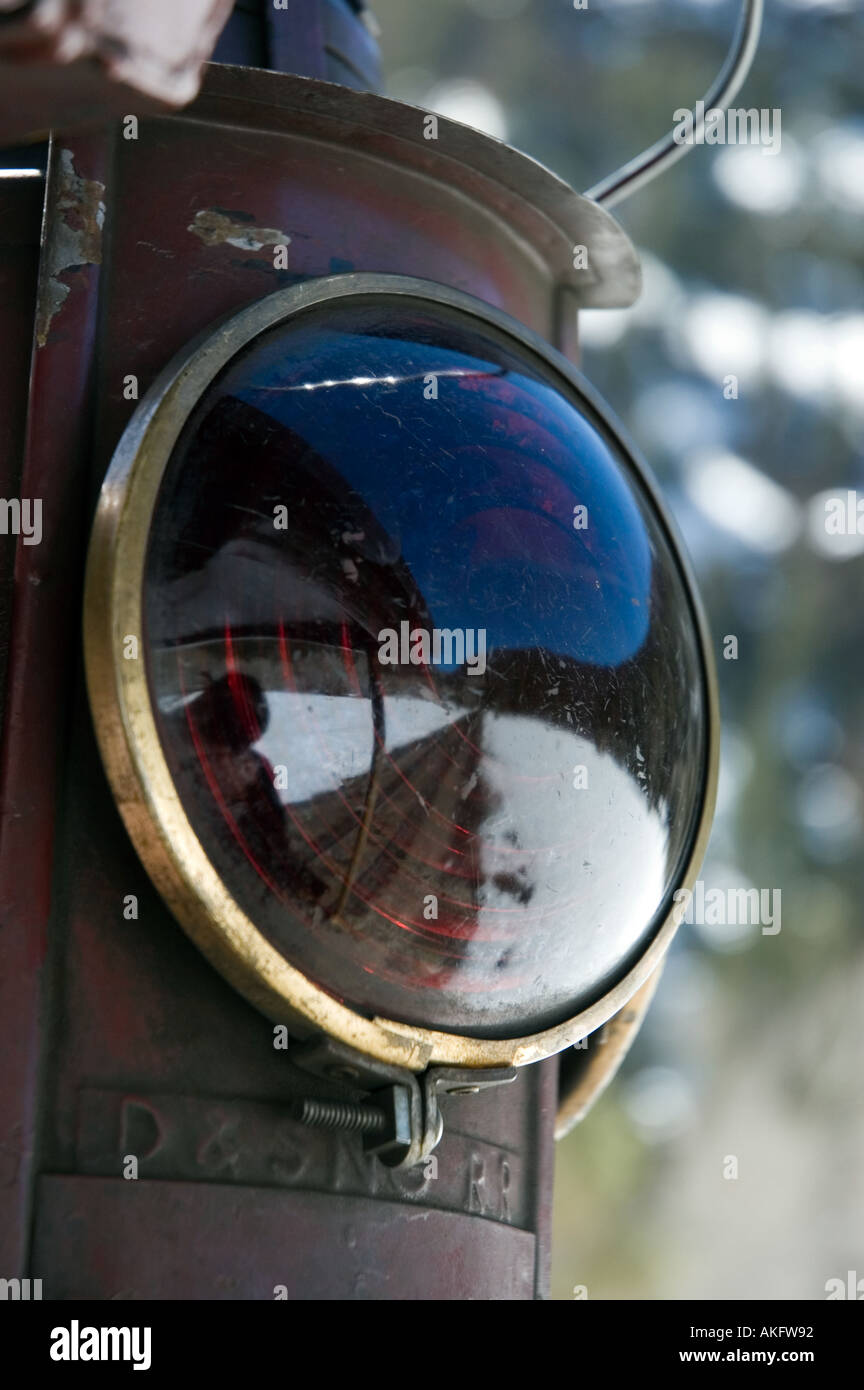 View of the original train tail light on the Durango Silverton Narrow ...