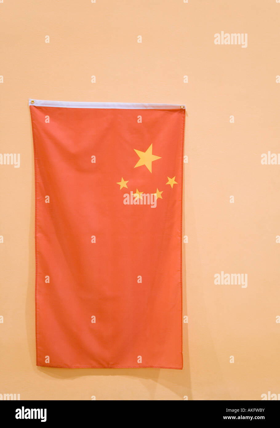 Close-up of a Chinese flag hanging on the wall Stock Photo - Alamy