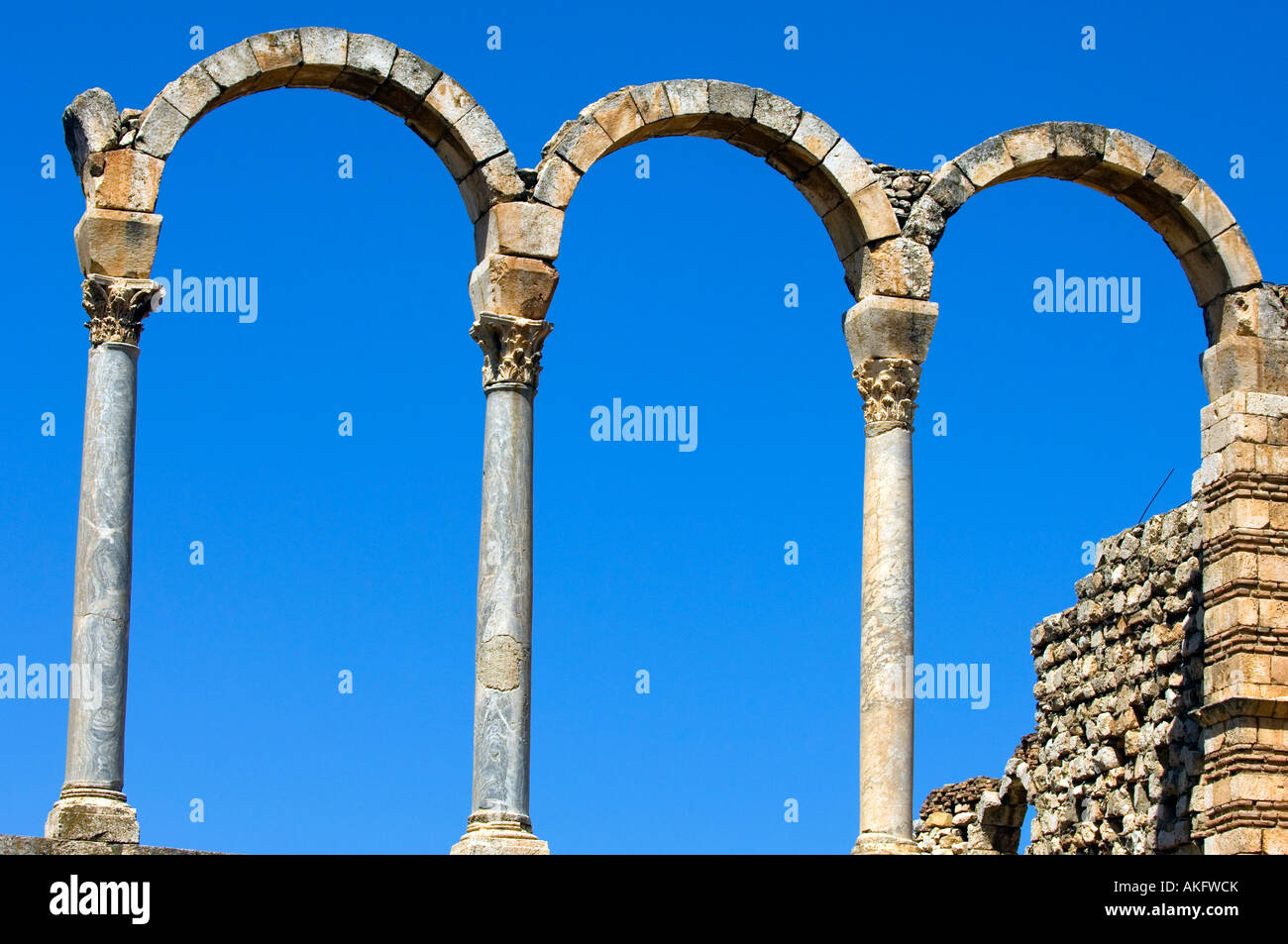 Arches and pillars in Anjar Castle Stock Photo - Alamy