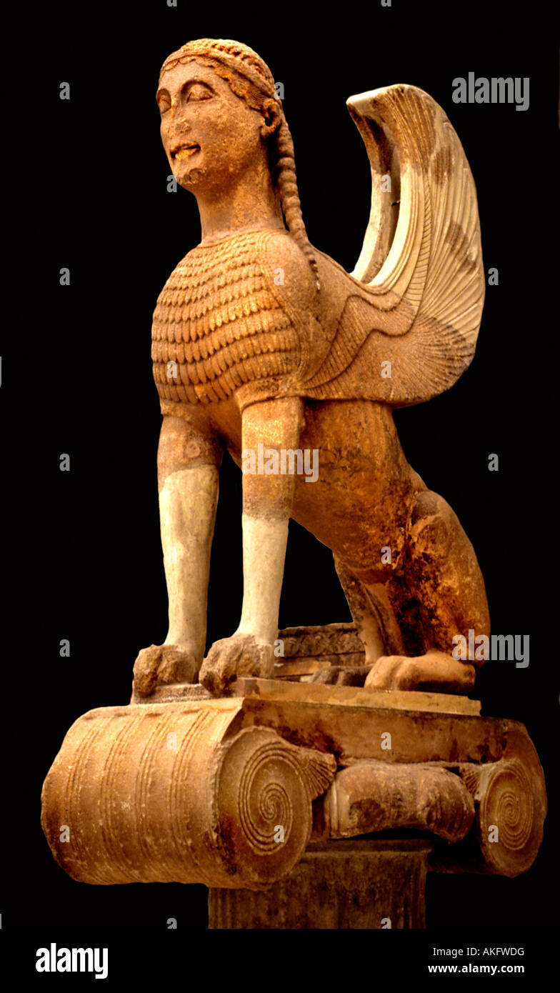 Large Sphinx of Naxos Archaeological Museum Delphi Stock Photo - Alamy