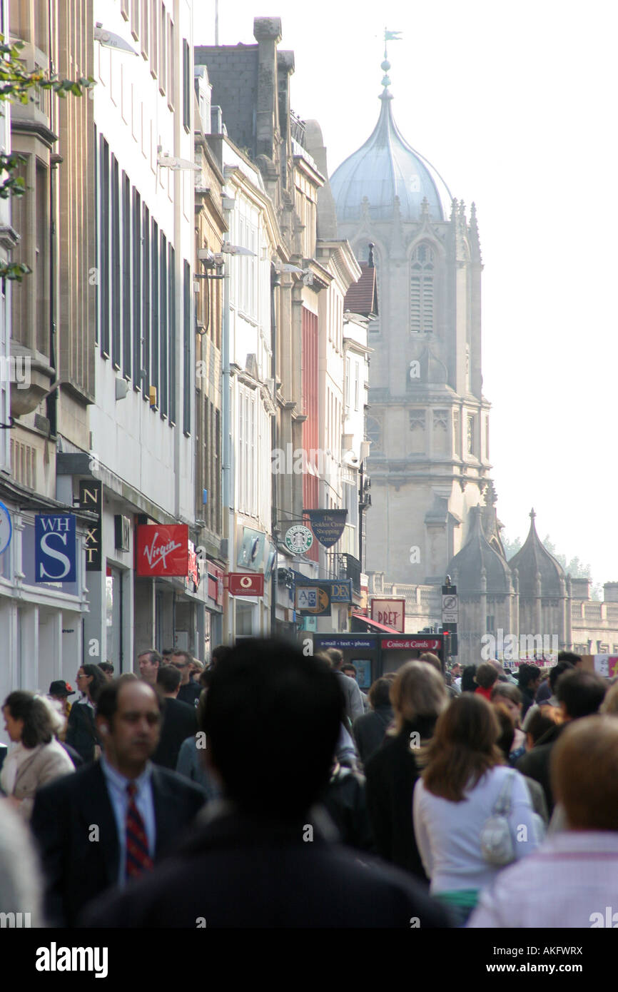 shoppers in a busy town centre high street Stock Photo - Alamy