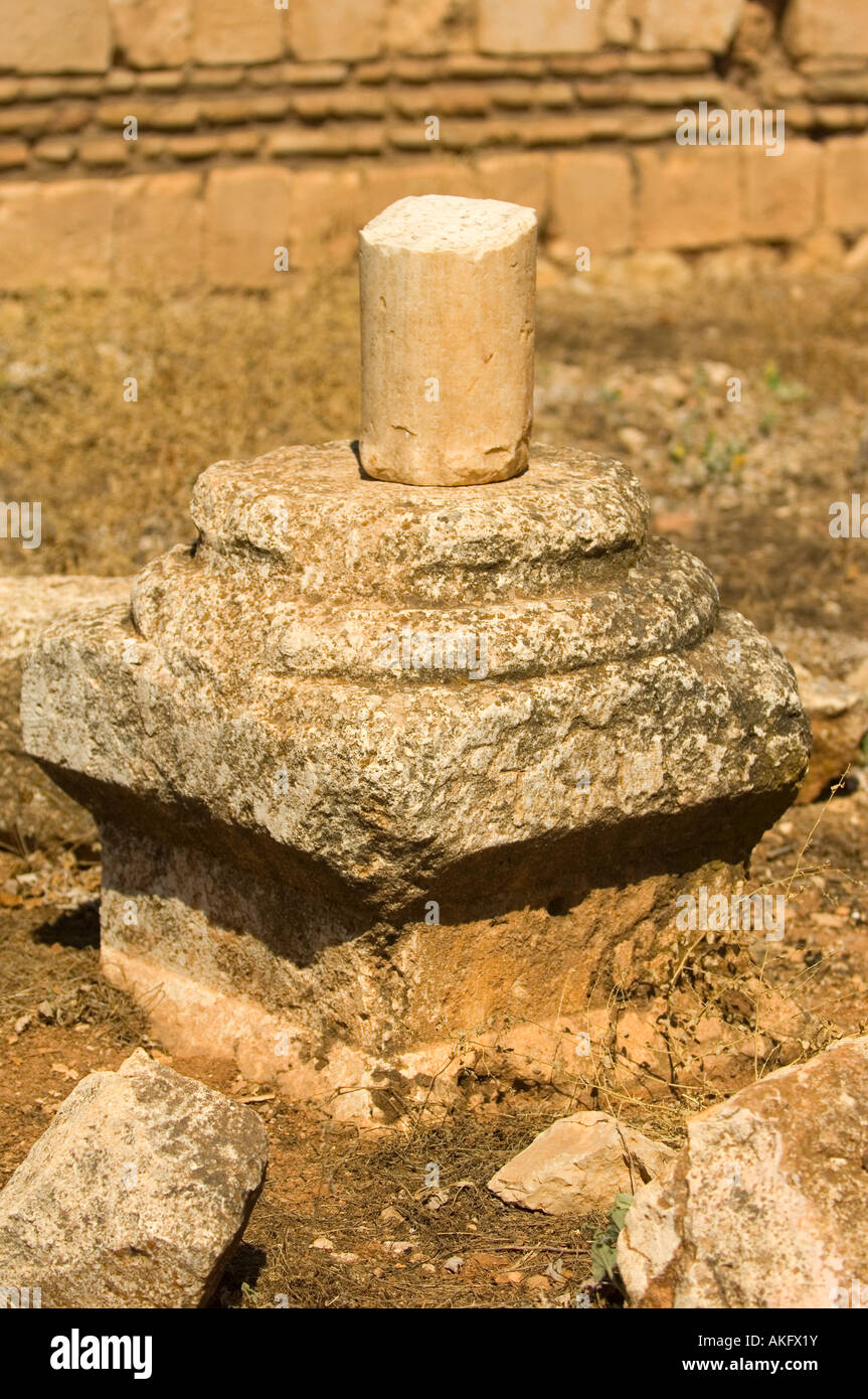 Broken pillar in Anjar Castle Stock Photo - Alamy