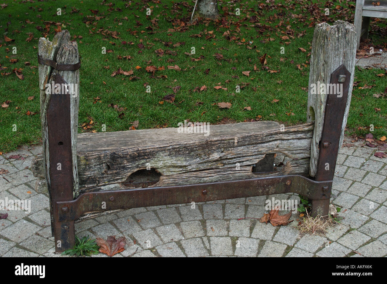 Wooden stocks punishment legs hi-res stock photography and images - Alamy