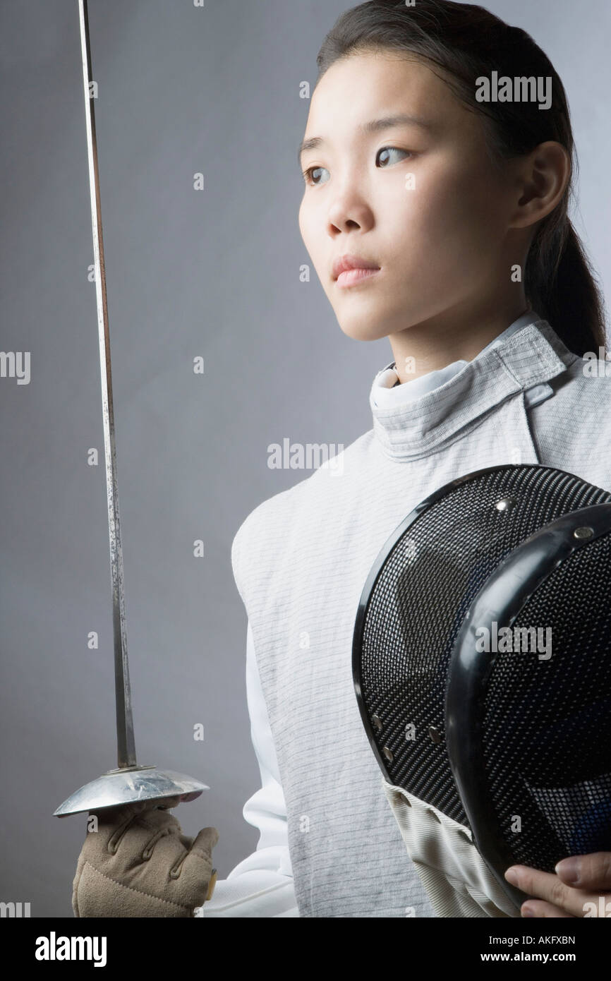 Female with ponytail and mask hi-res stock photography and images - Alamy