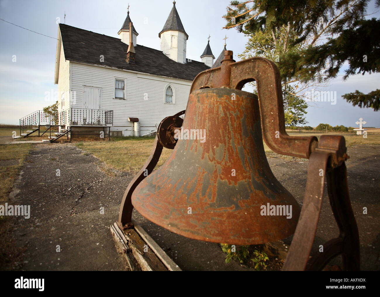 Old rusted bell and Saint Mary s Orthodox Church Stock Photo - Alamy