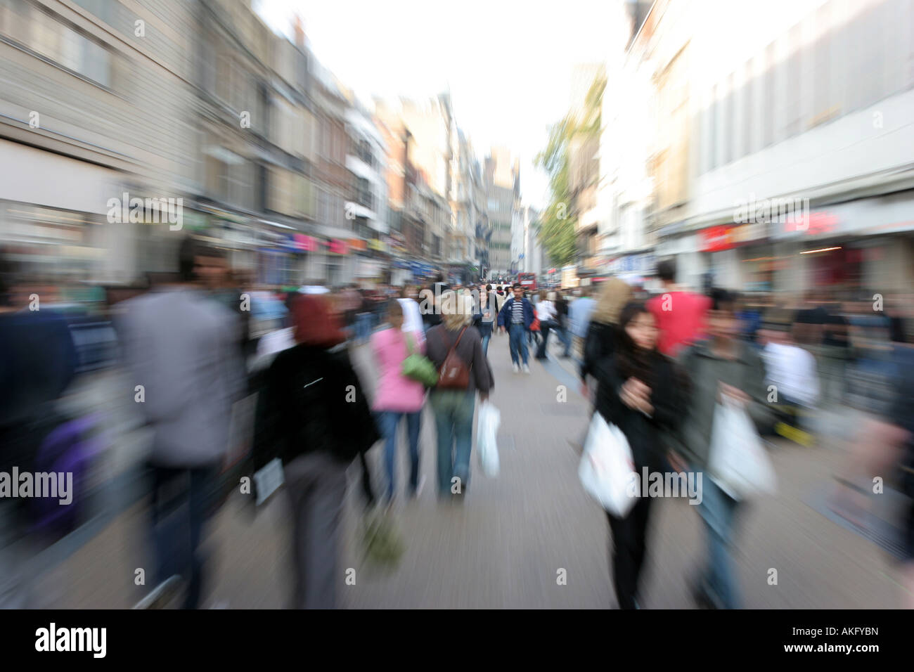 shoppers in a busy town centre high street Stock Photo - Alamy