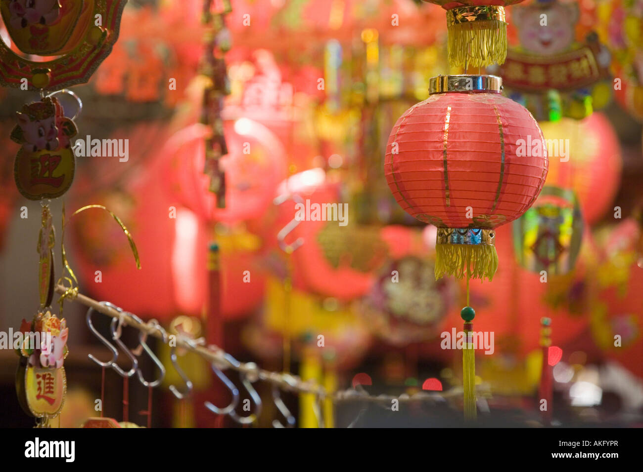 Close-up of a Chinese lantern hanging in a store Stock Photo - Alamy