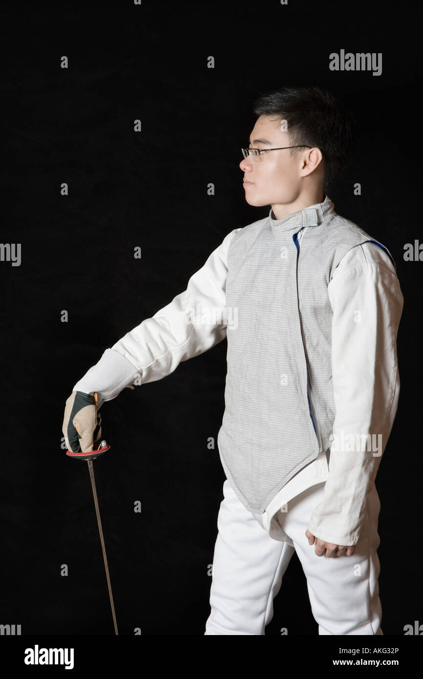 Male Fencer Holding Fencing Foil High Resolution Stock Photography and Images - Alamy