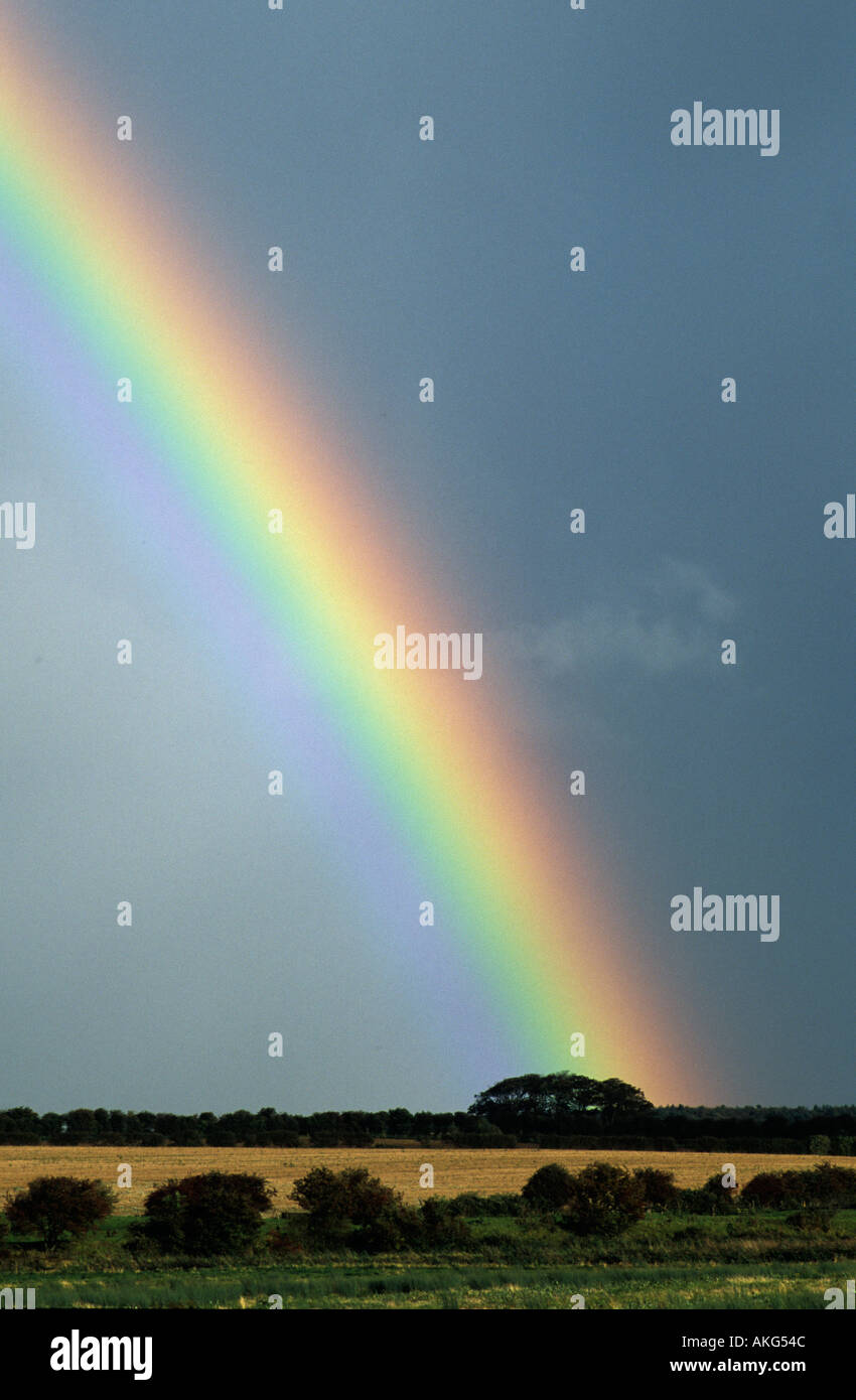 Rainbow over Norfolk countryside Stock Photo - Alamy