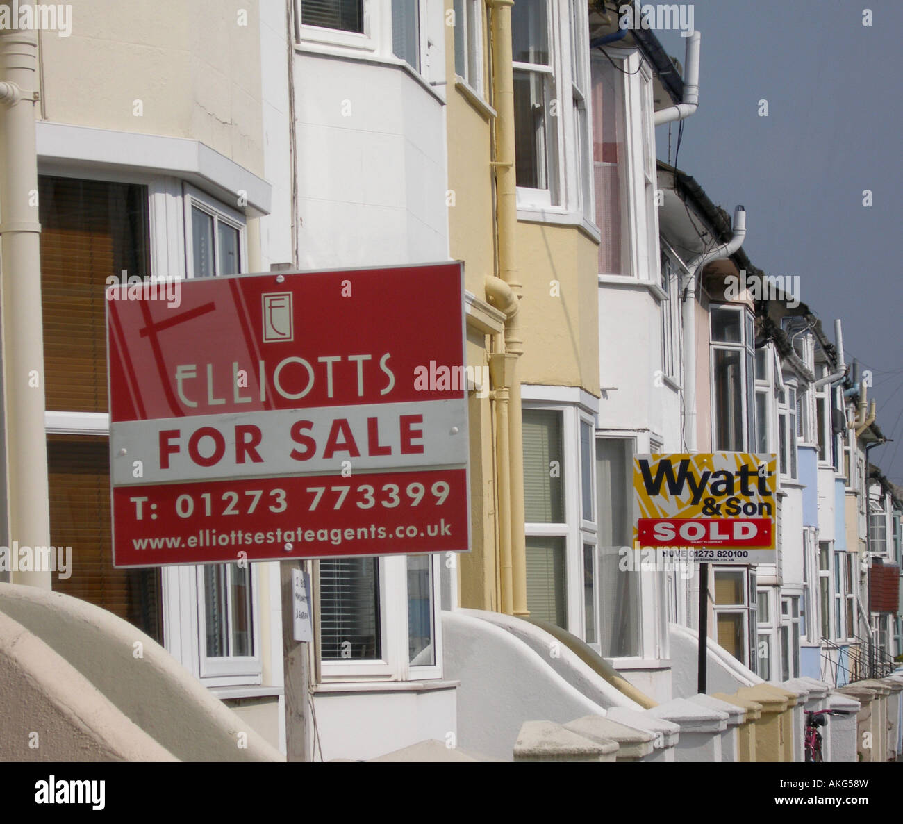 Street of Residential Houses with For Sale and Sold Signs, Hove, East ...
