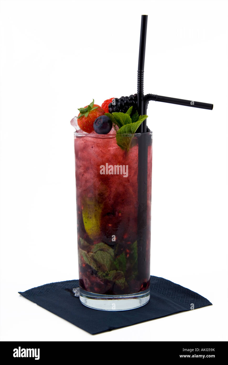 cocktail drink with straws and mat Stock Photo - Alamy