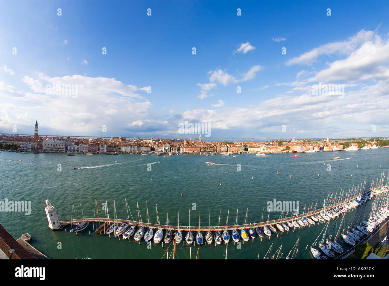 Venice waterfront panorama and harbour harbor on sunny summers day with ...