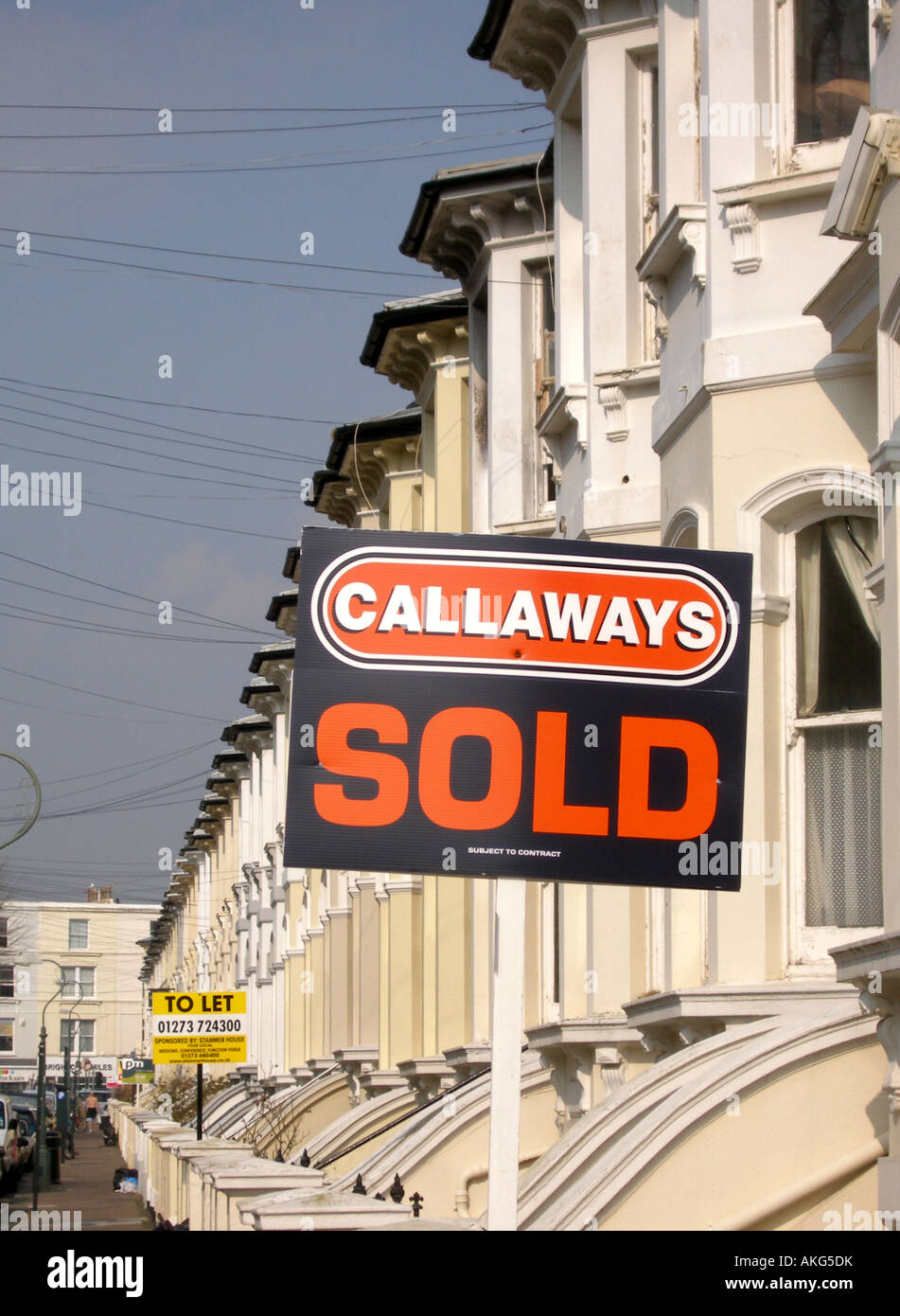 Street of Residential Houses with Sold and To Let Signs, Hove, East ...