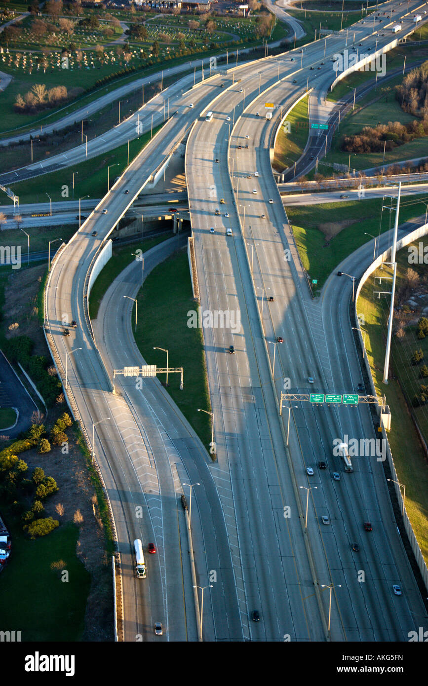 Aerial view of traffic on Dan Ryan Expressway in Chicago Illinois Stock ...