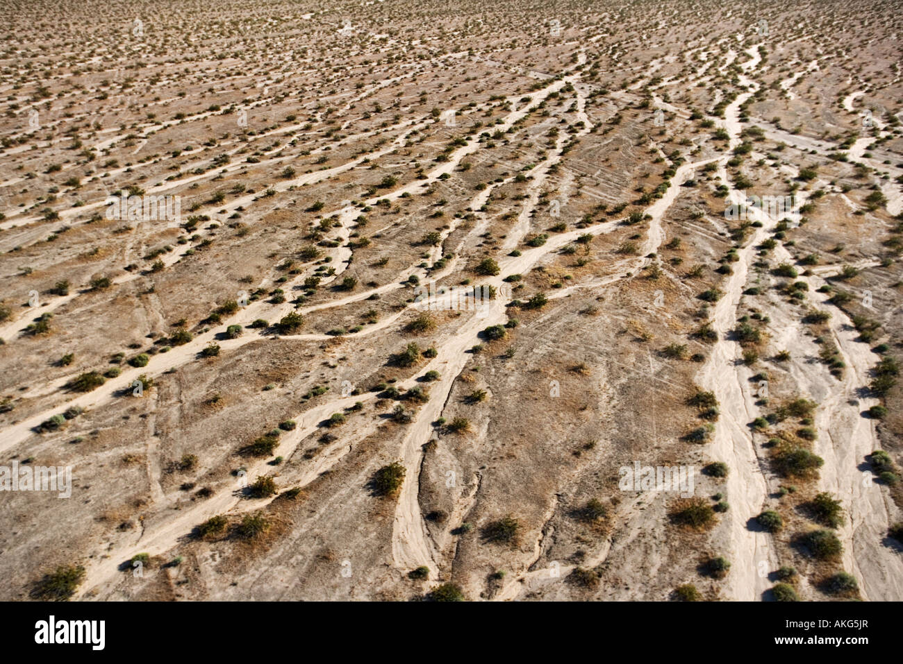 Aerial view of desert landscape with washes and bushes Stock Photo - Alamy