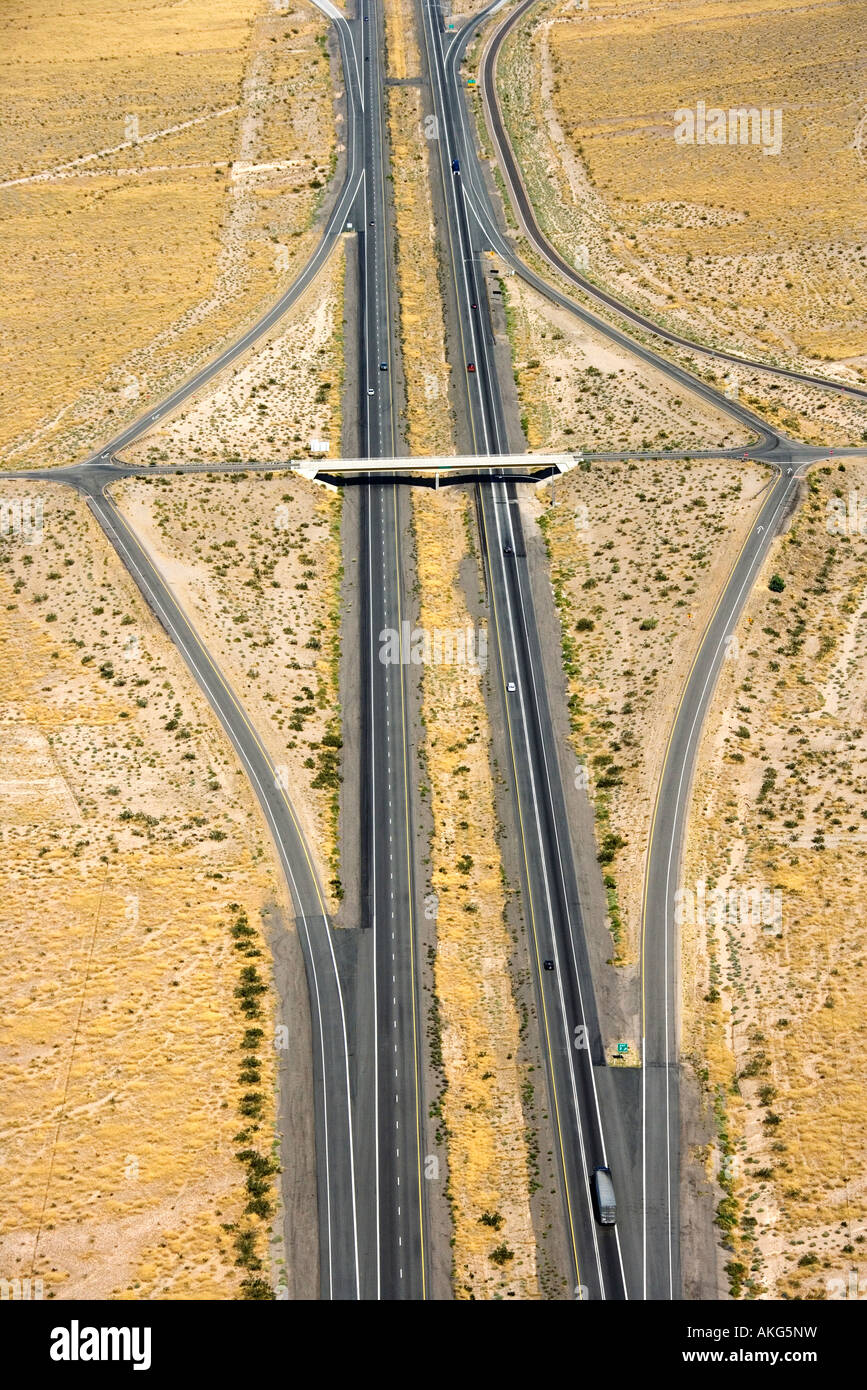 Aerial view of desert highway with overpass Stock Photo - Alamy